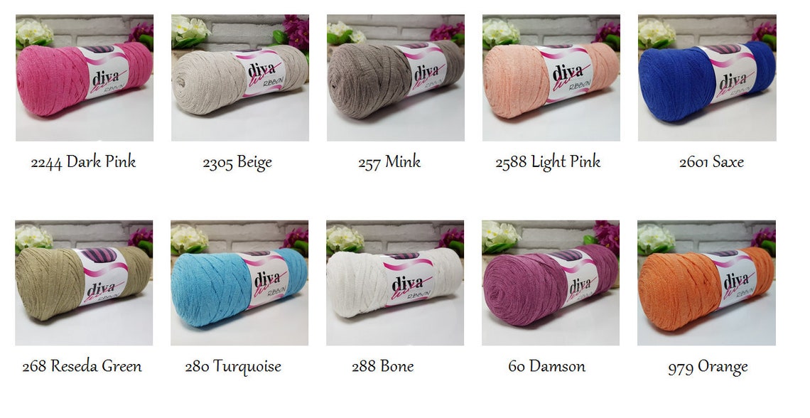 Ribbon Yarn Diva Ribbon T-shirt Yarn Cotton Ribbon Yarn | Etsy