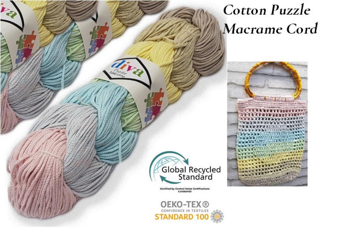Cotton Macrame Cord, 3.5mm Puzzle Cord Yarn, 100% Cotton Cord, Cotton ...