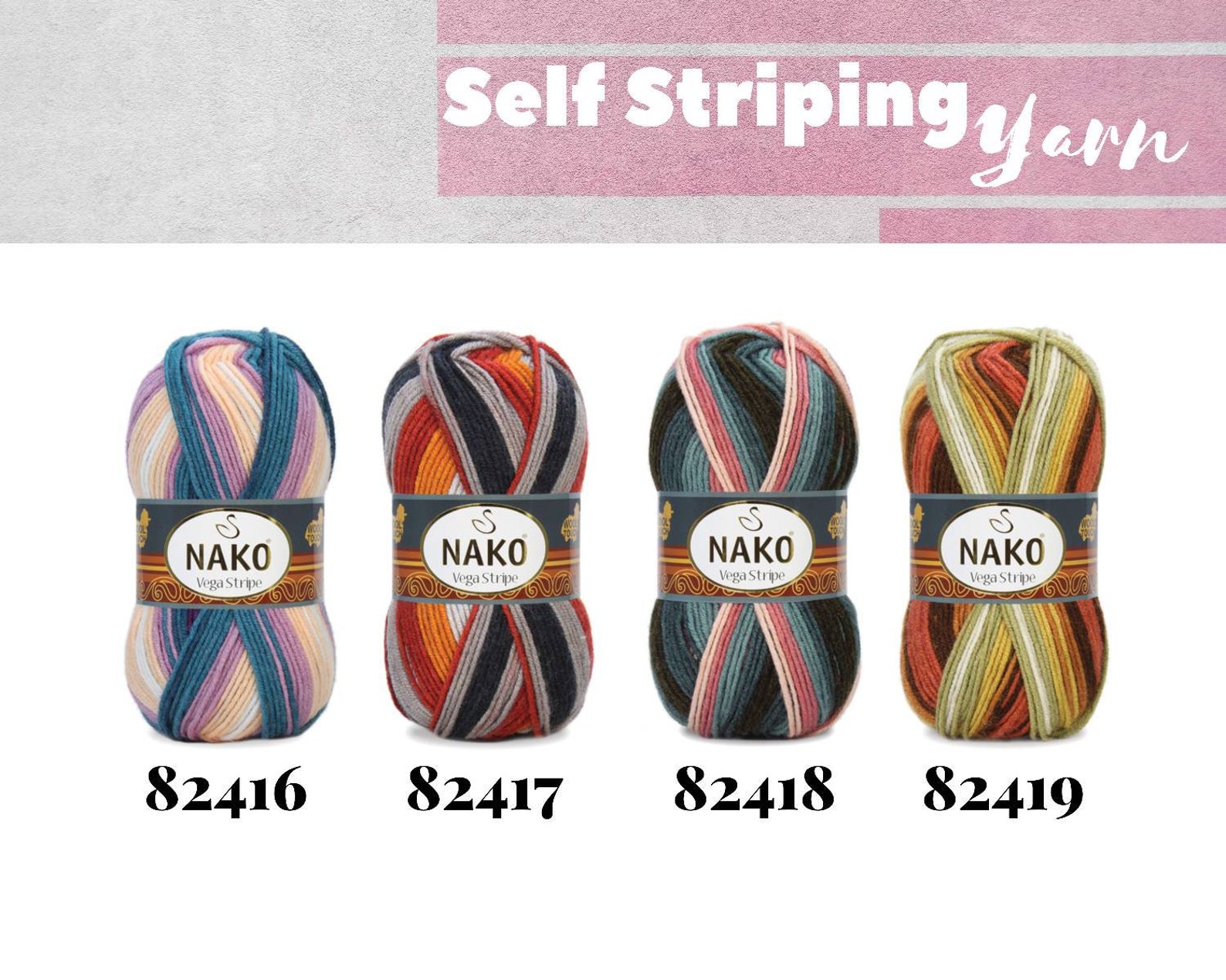 Self Striping Yarn, Nako Yarn, Self Striping Sock Yarn, Nako Vega ...