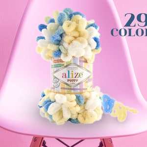 Alize Puffy Color Yarn, Loop Yarn, No Needle No Hook Yarn, Jumbo Yarn ...