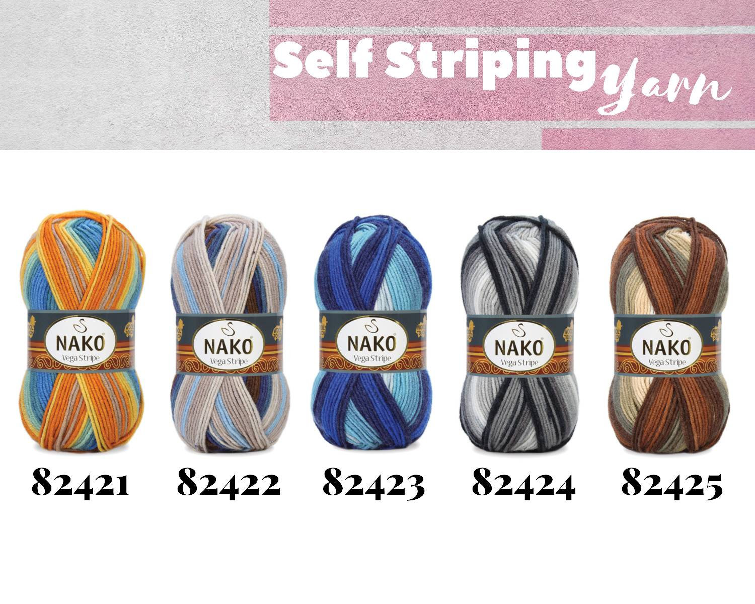 Self Striping Yarn, Nako Yarn, Self Striping Sock Yarn, Nako Vega ...