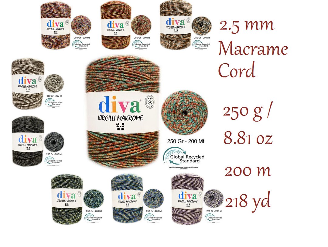 2.5 Mm Macrame Yarn, Macrame Cord, Macrame Yarn, Multicolor Cotton ...