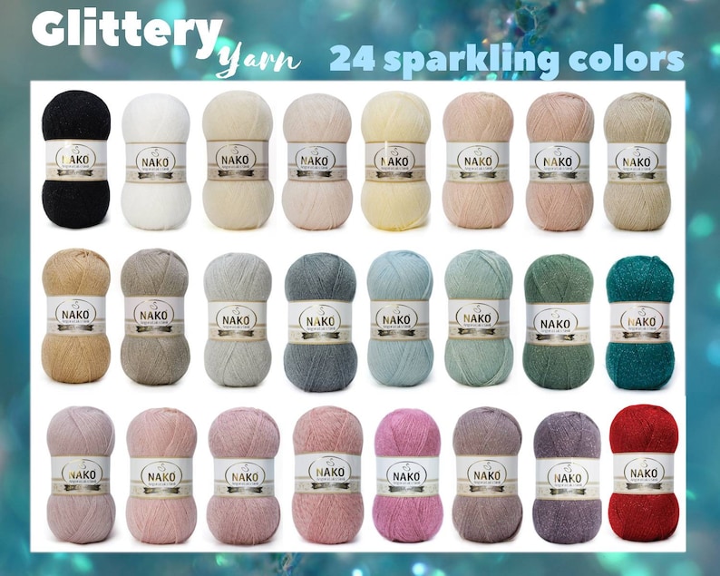 Glittery Yarn Nako Nakora Angora Luks Glittery Yarn Mohair - Etsy