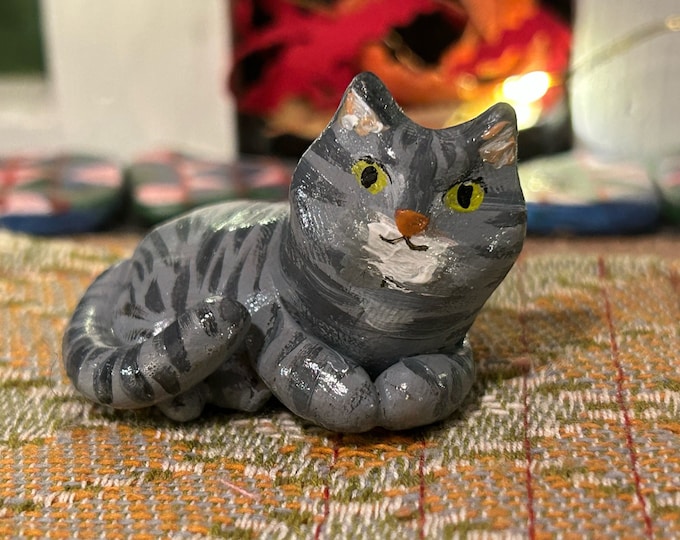 Custom Clay Cat Figurines, Tiny Hand-painted Clay Cats, Tiny Cat ...