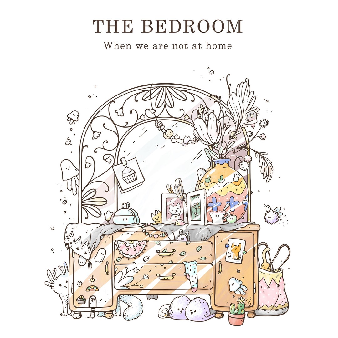 Printable Coloring Book the Bedroom Coloring Book Pages for Adults and ...