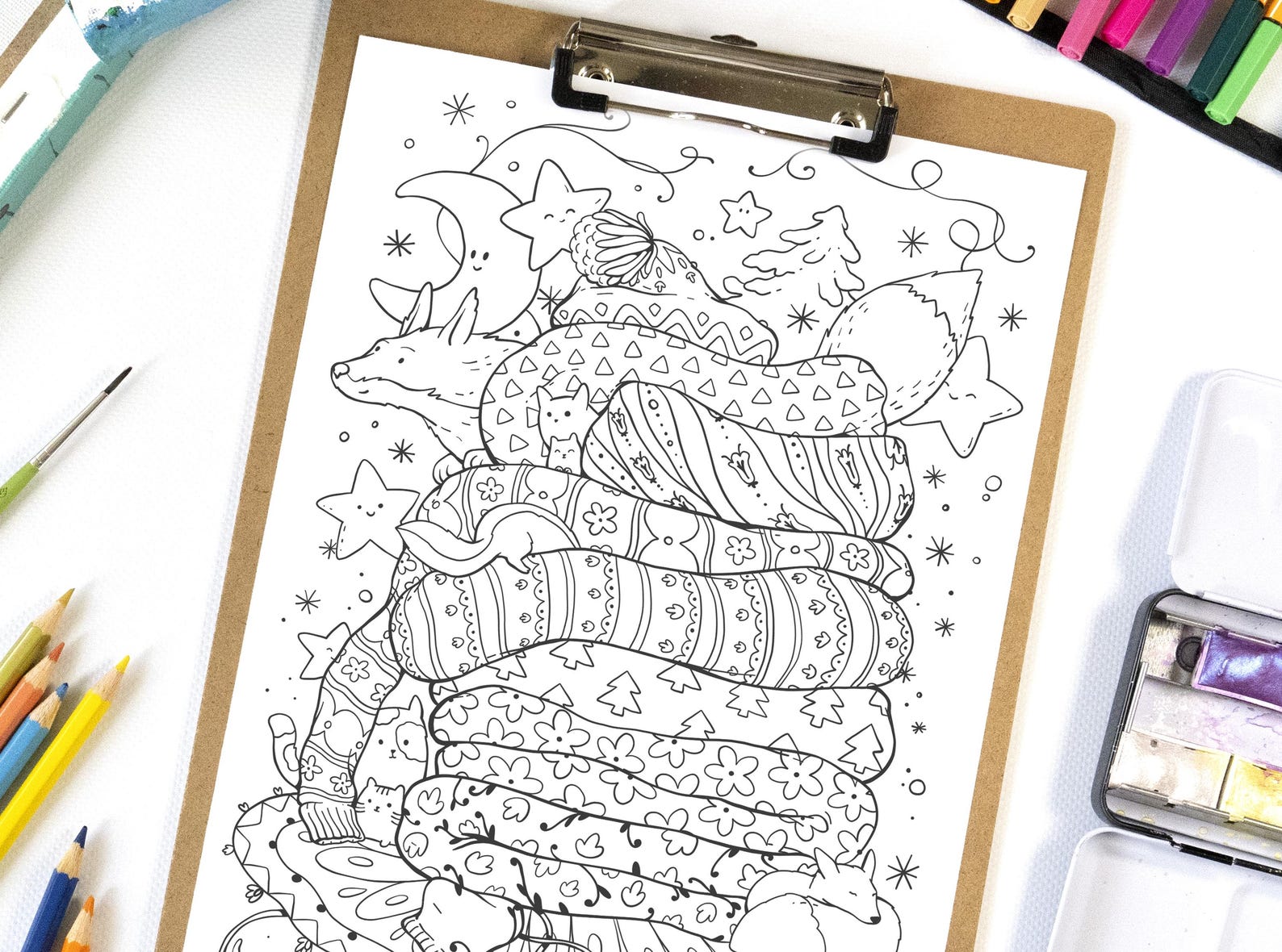 Printable Adult Coloring Page "winter Patterns" Coloring for Adults - Etsy