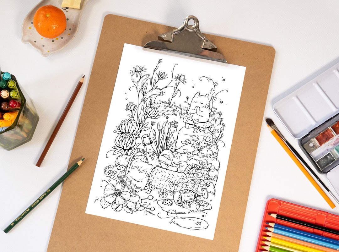 Printable Adult Coloring Page "early Summer in the Garden" Coloring ...