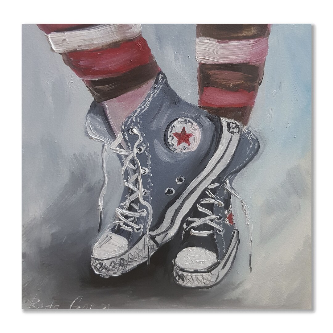 Gray Converse All Star an Original Painting With Shoes Converse Shoes ...
