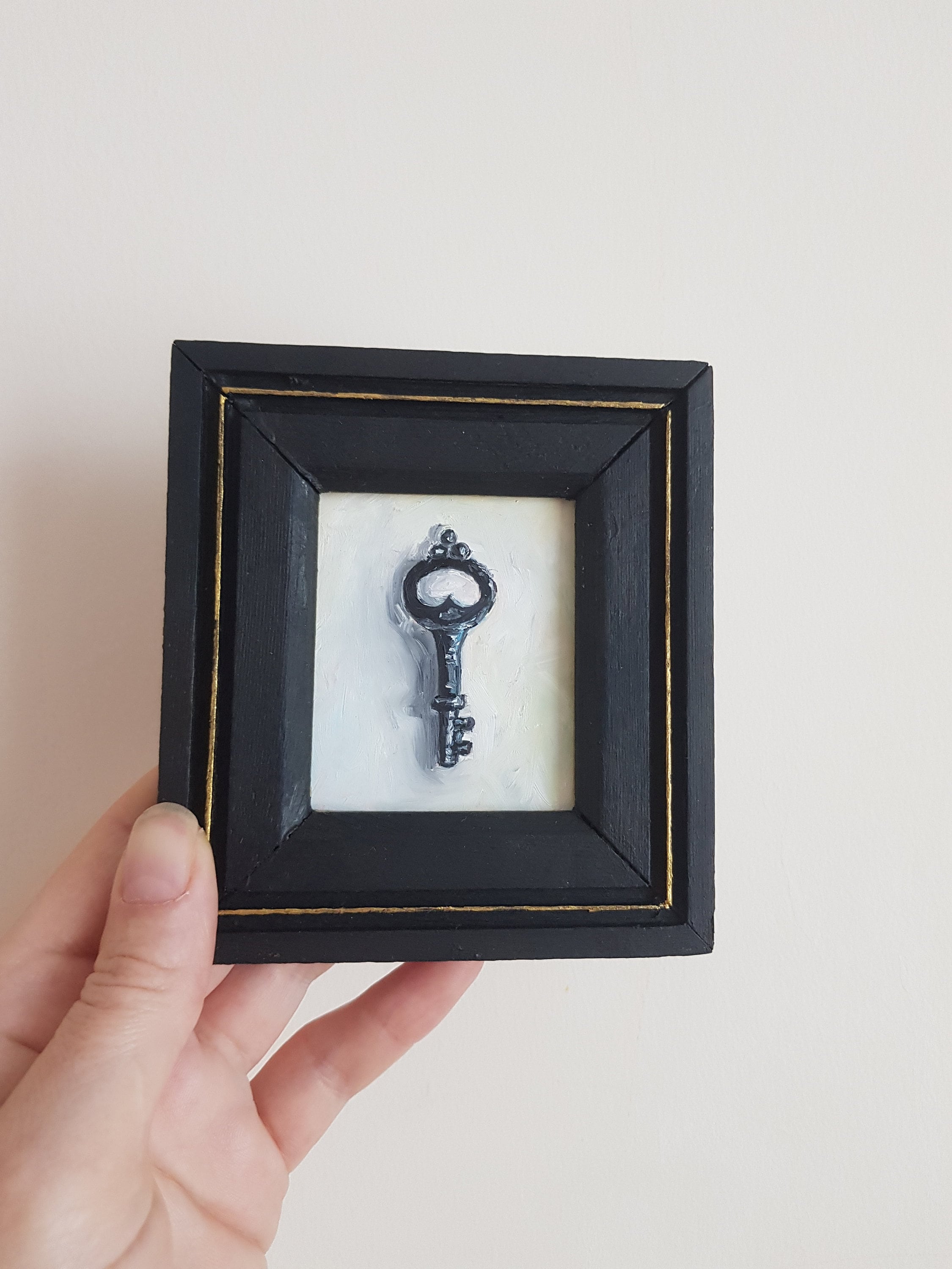 Key Oil Painting Miniature Key Key Painting Wall Decor Home Art Key ...