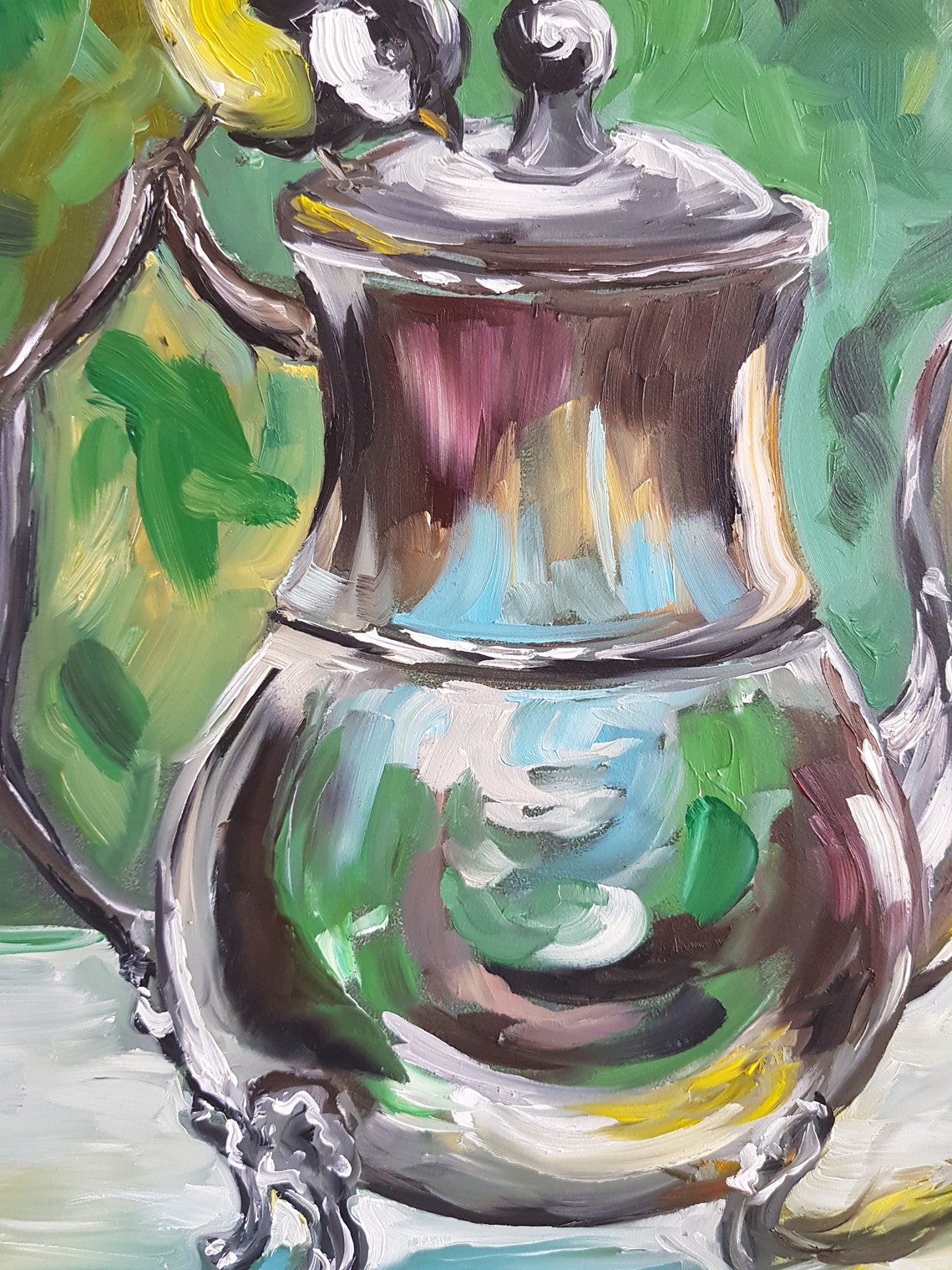 Vintage Teapot Original Art Tit Painting Oil Painting Still - Etsy