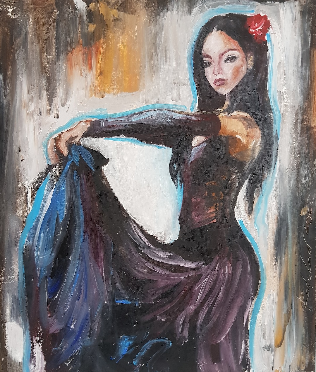 Flamenco Dancer Painting Women Portrait Painting Abstrat Dancer ...