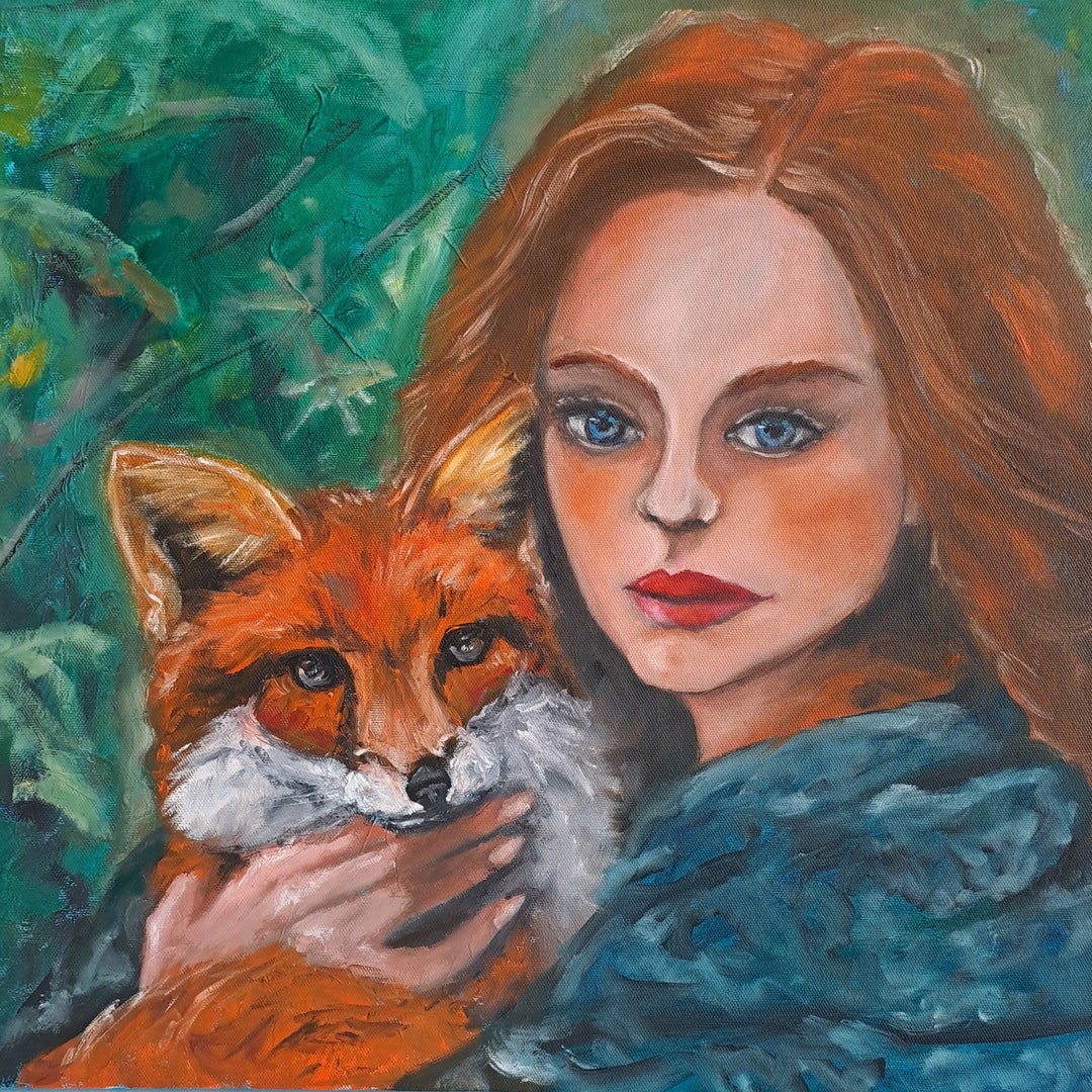 Fox Painting Original Art Female Painting Girly Wall Art Forest Animal ...