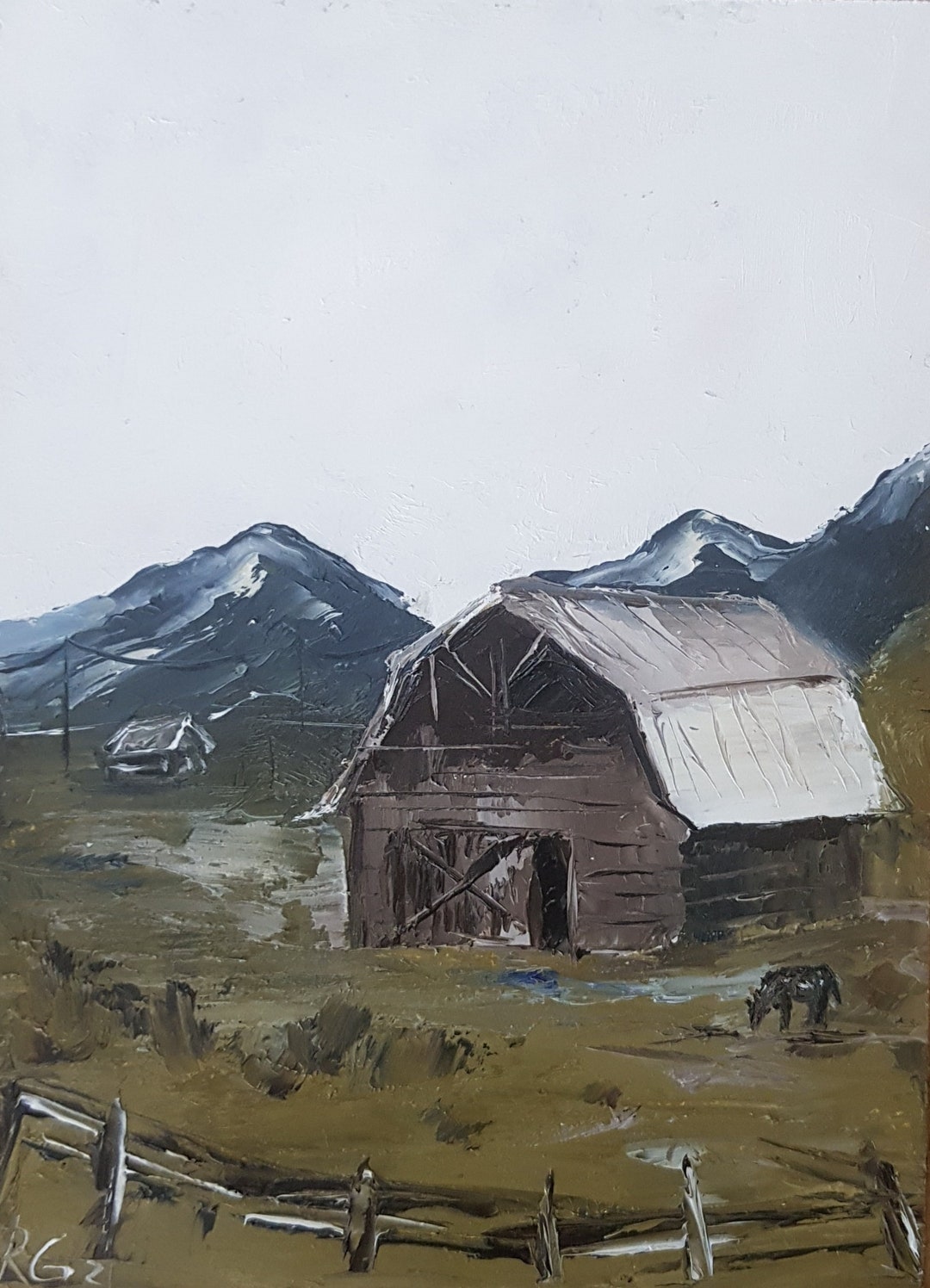 Primitive Barn Painting Farmhouse Wall Décor Rustic Décor Old Barn ...