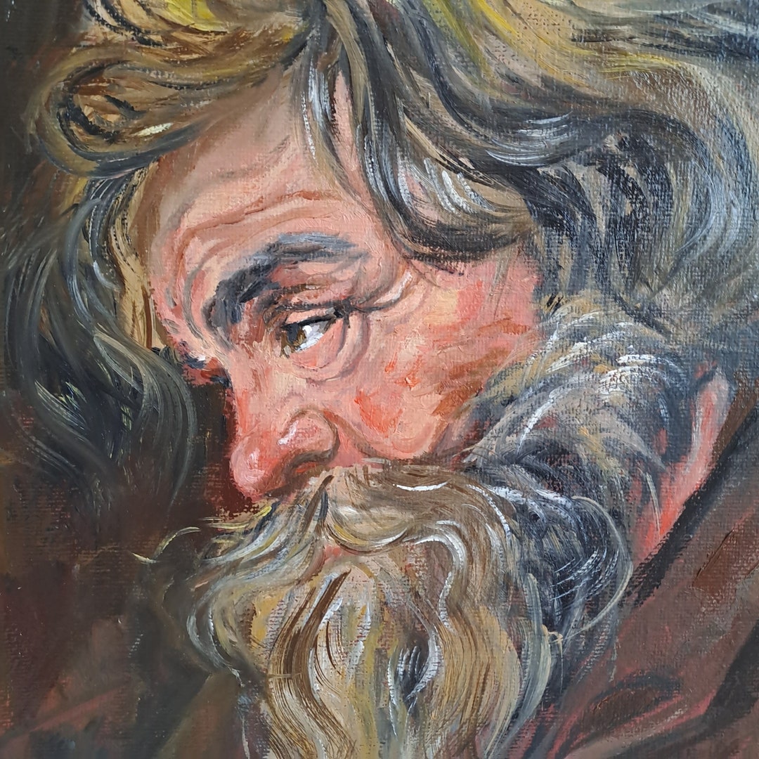 Rubens Style Old Man Portrait: Vintage Oil Painting on Canvas (12x8) - Etsy