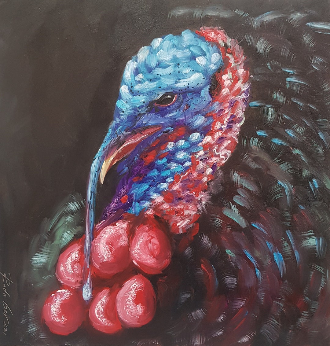 Turkey Painting Animal Original Art Wild Turkey Artwork Thanksgiving ...
