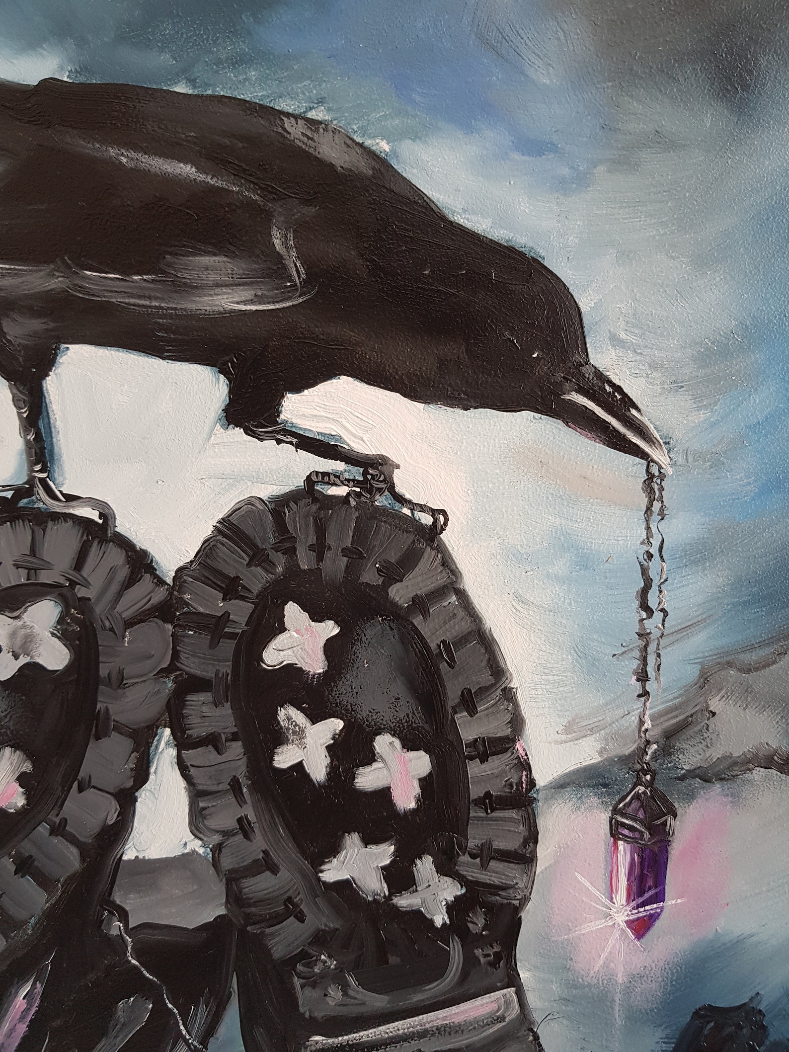 Raven Painting Original Art Gothic Atmosphere Raven and | Etsy