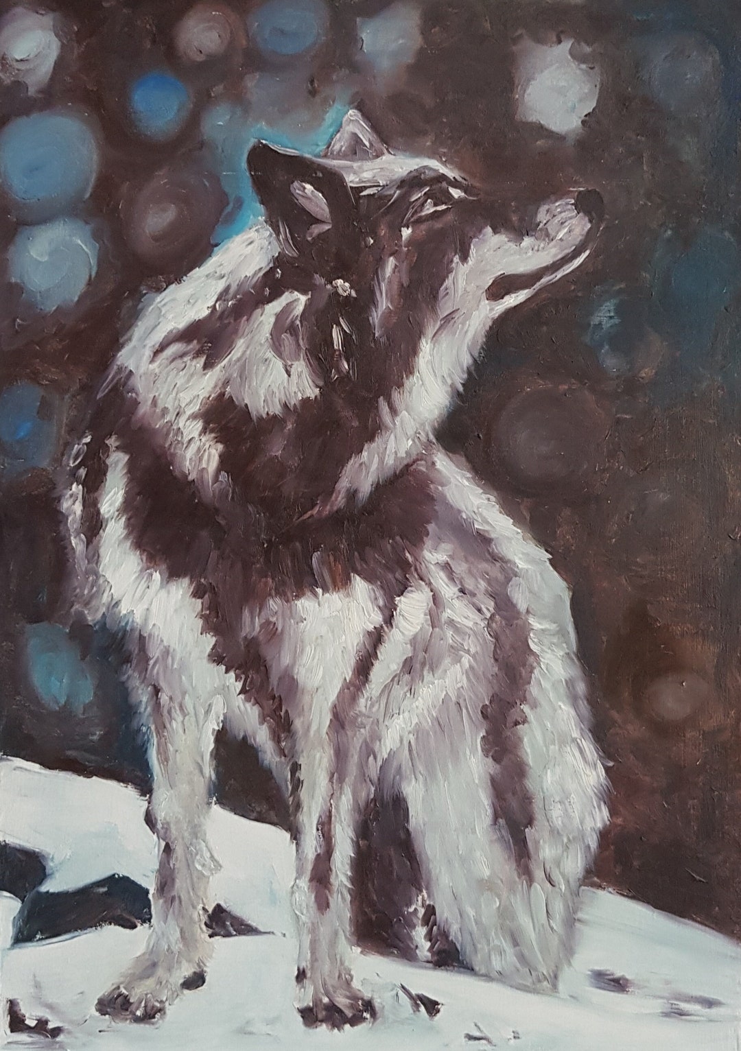 Wild Wolf Painting Winter Wolf Original Oil Wolf Artwork Wolf Painting ...