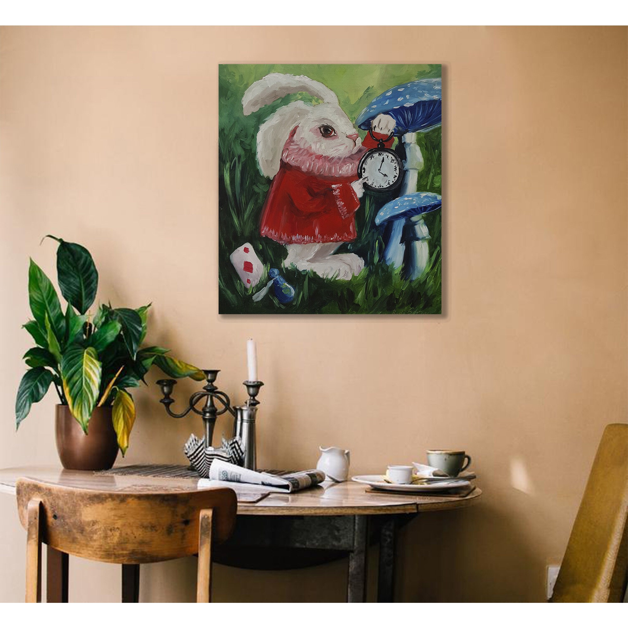 Rabbit From Alice March Rabbit Hatter Wall Art Alice Painting - Etsy UK