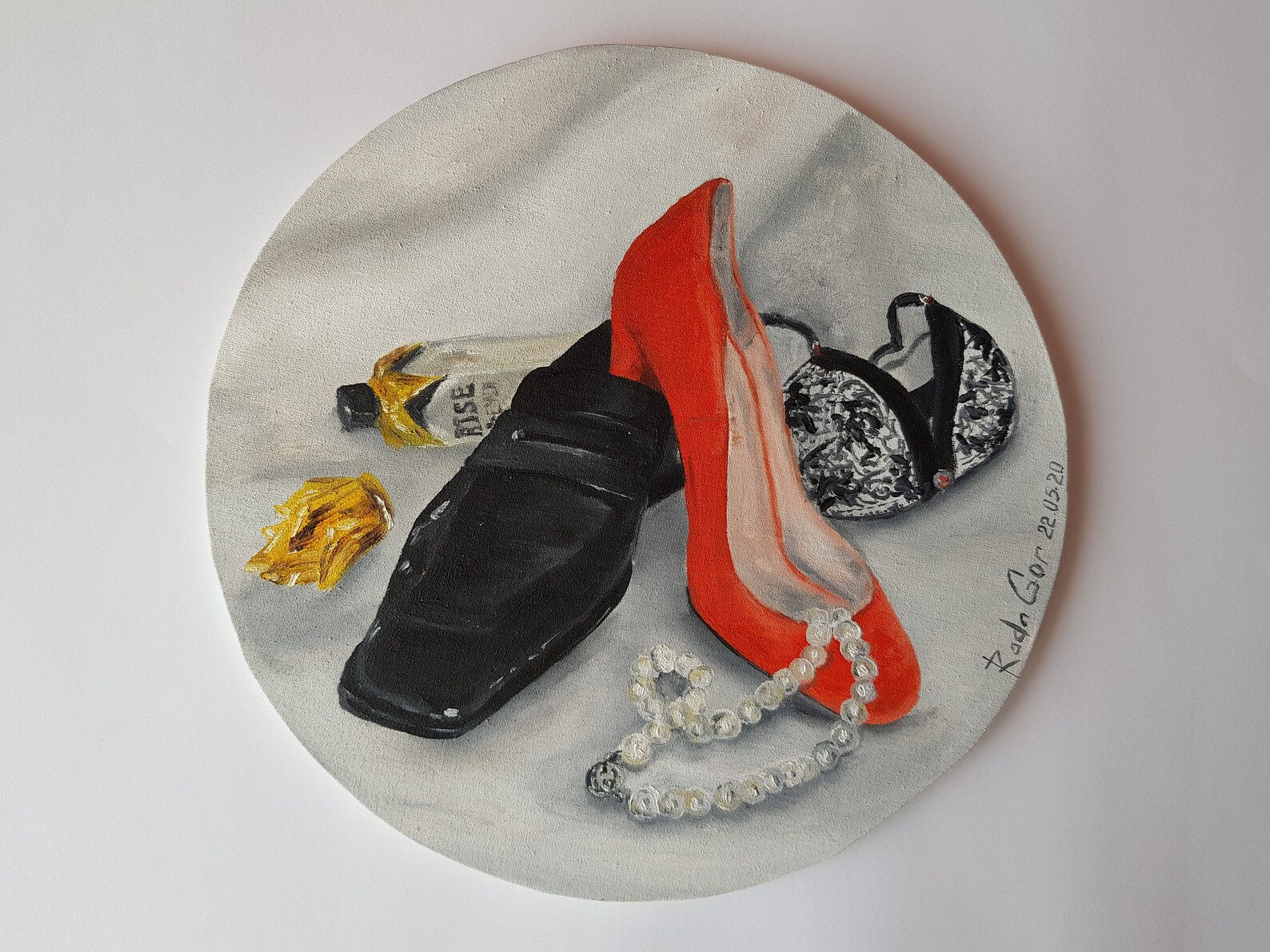 Shoes Oil Painting Red Stiletto Heels Shoes Art Romantic Painting Love ...