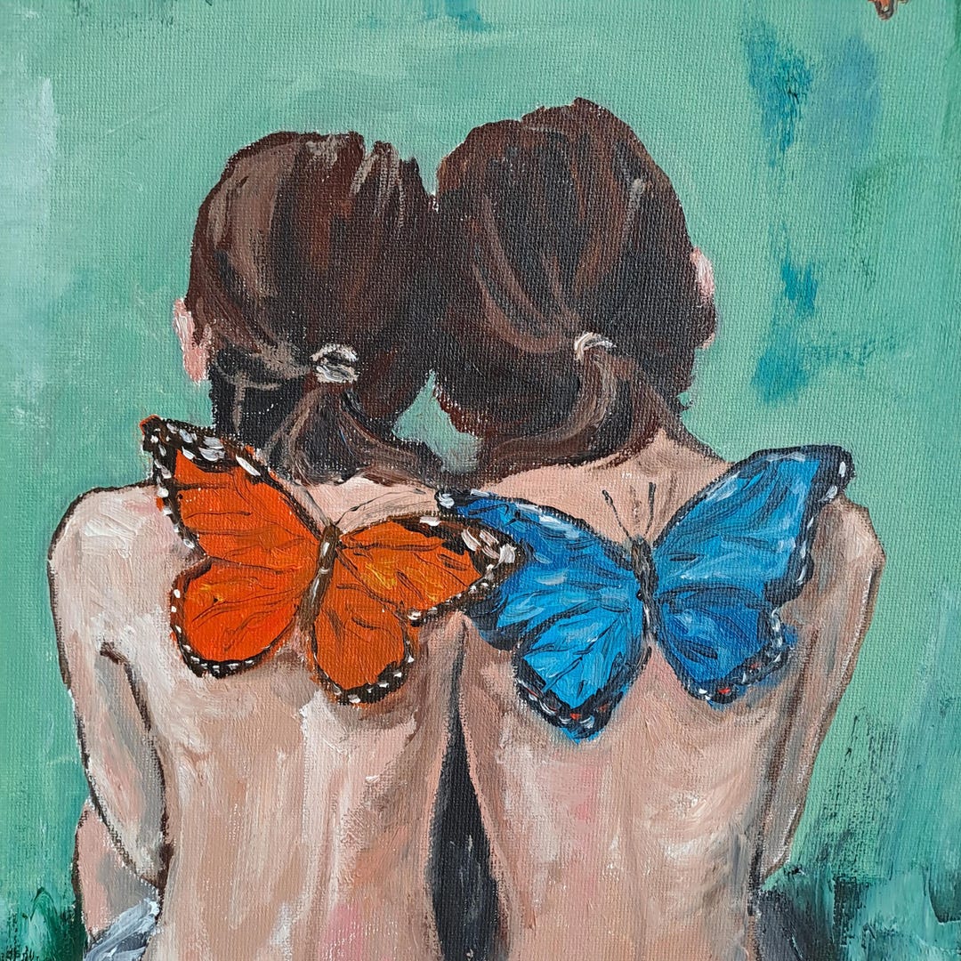 Girls With Butterfly Wings Oil Painting Girls Mohro Two Sisters Art ...