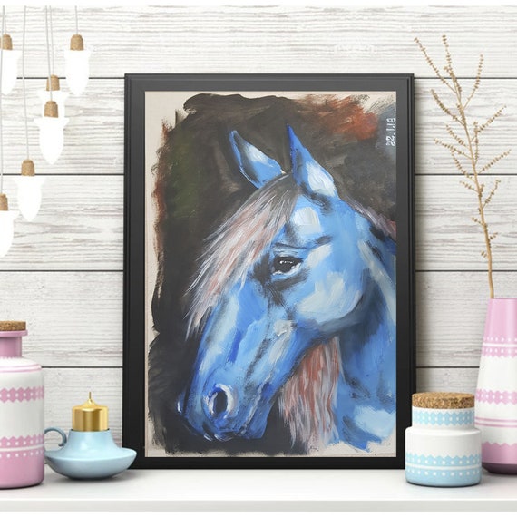 Caballo De Pintura Con Azul 56 Ideas De Caballo Azul | Pinturas De
