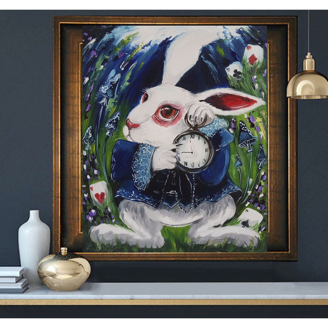 Rabbit From Alice March Rabbit Hatter Wall Art Alice Painting Original ...
