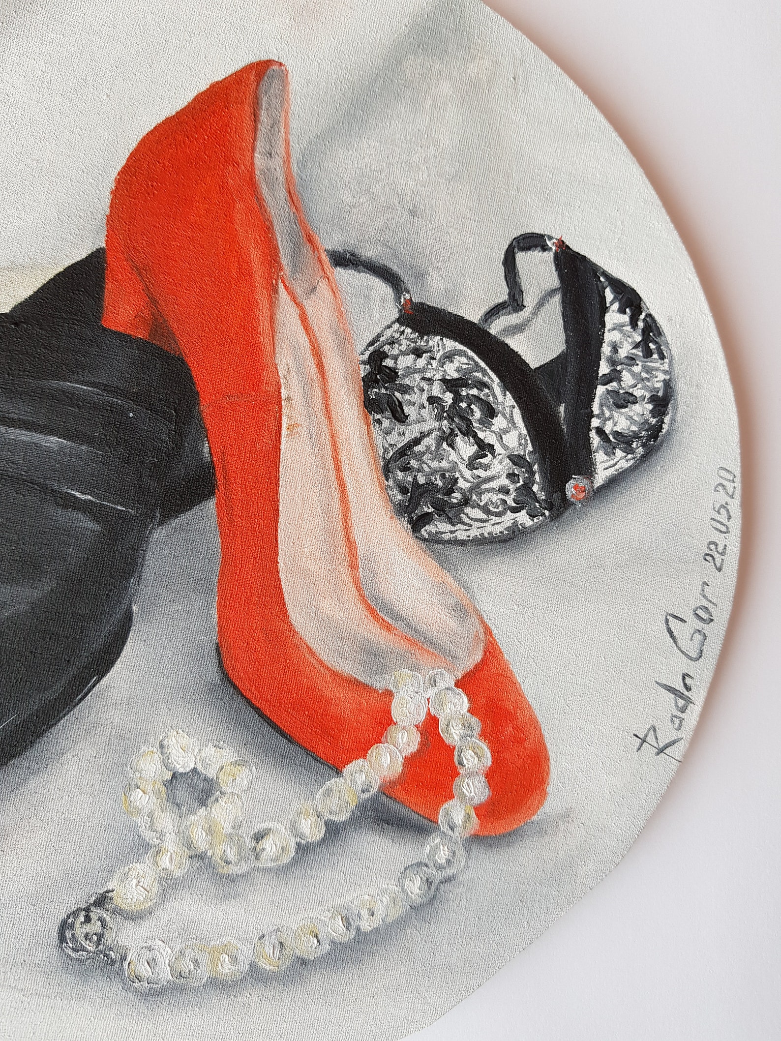 Shoes Oil Painting Red Stiletto Heels Shoes Art Romantic Painting Love ...