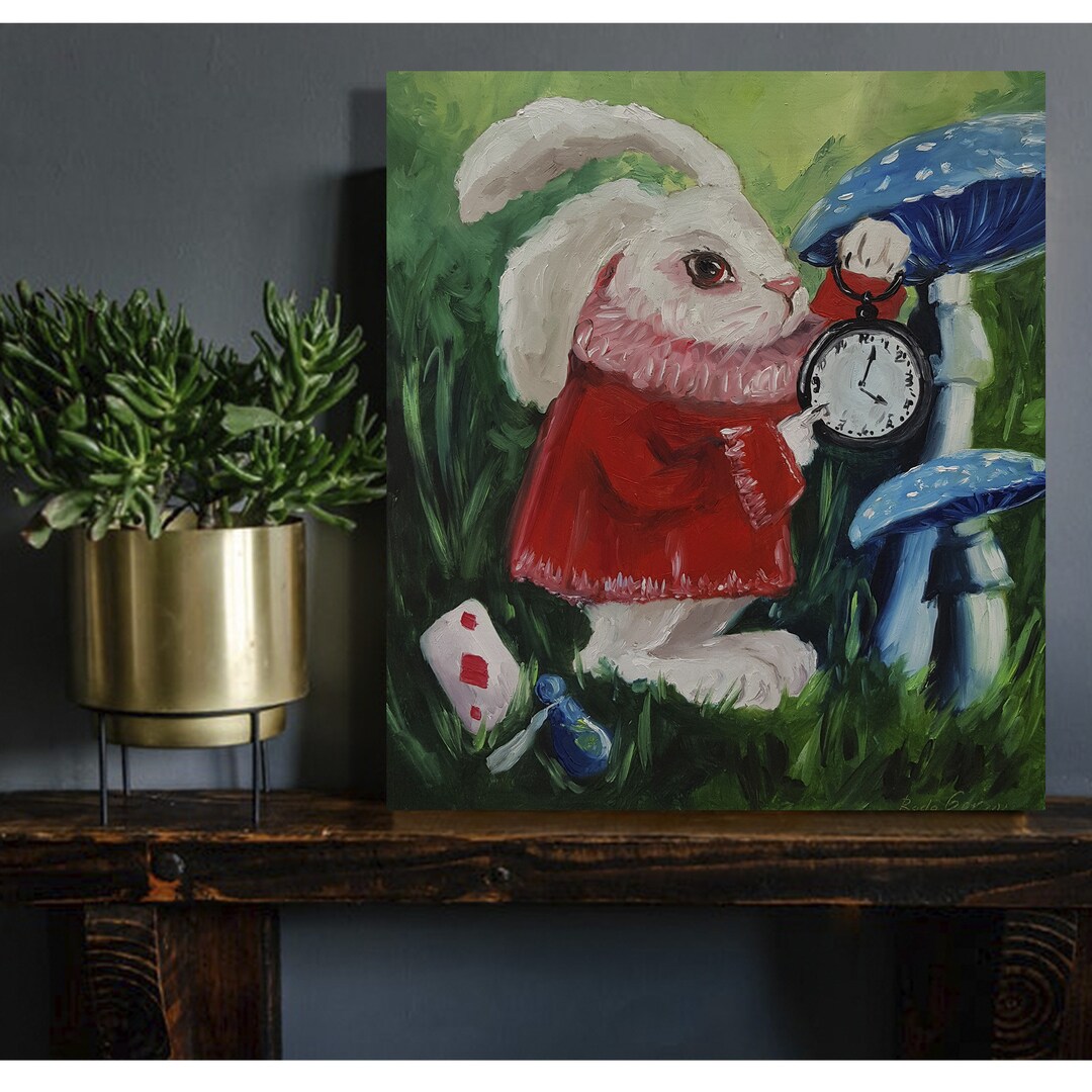 Rabbit From Alice March Rabbit Hatter Wall Art Alice Painting - Etsy