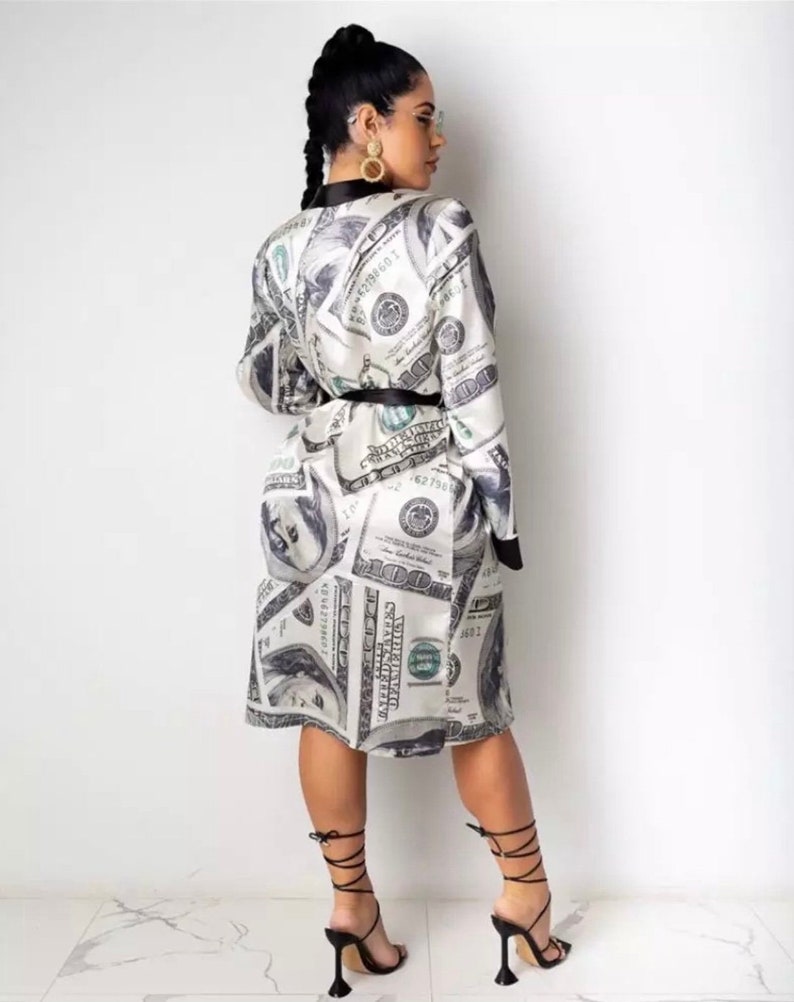 Silk Money Print Robe W/ Purple Trim - Etsy