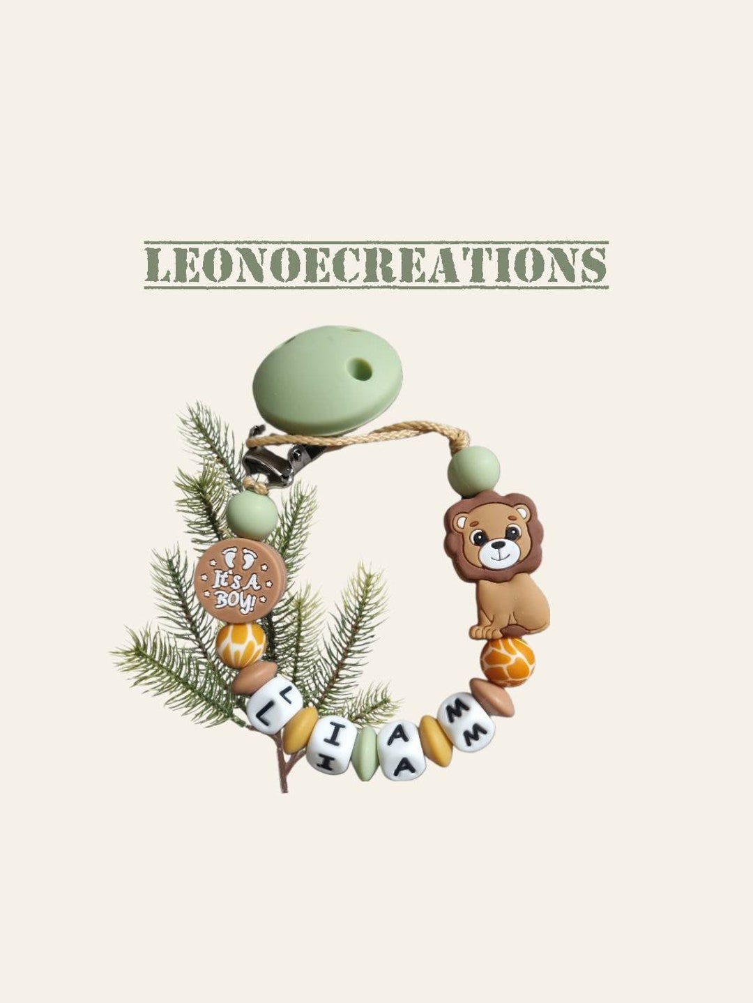 Personalized Pacifier Clip Lion Safari Customizable Silicone - Etsy