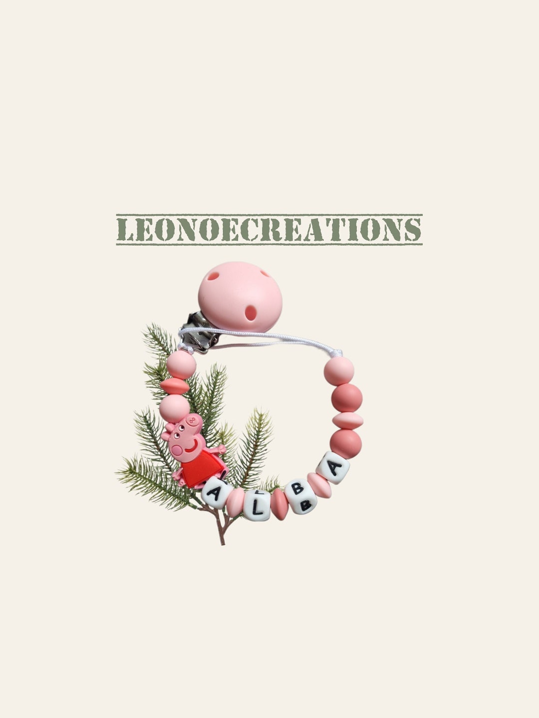 Personalized Girl's Pacifier Clip Peppa Pig Silicone Pacifier Clip - Etsy