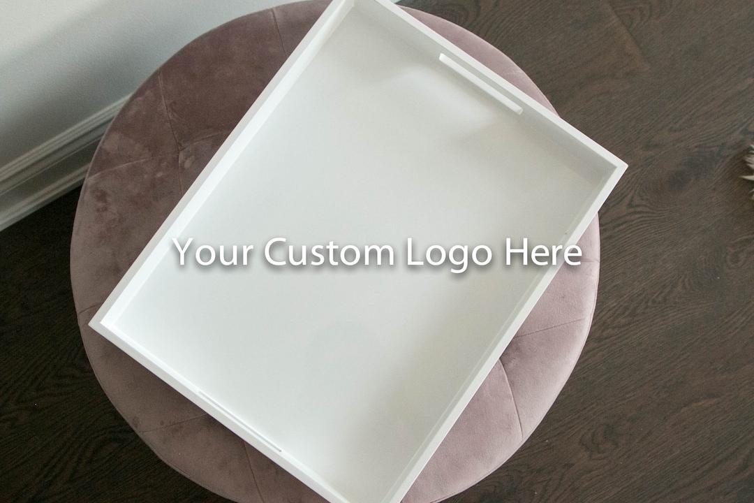 Customizable Logo Large White Lacquered With Handles Tray - Etsy