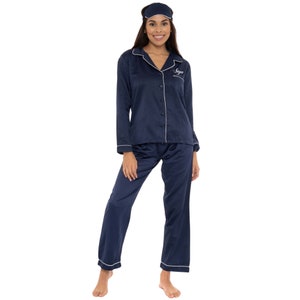 Personalised Ladies Womens Satin Effect Pyjamas Pjs Nightwear Set Short ...