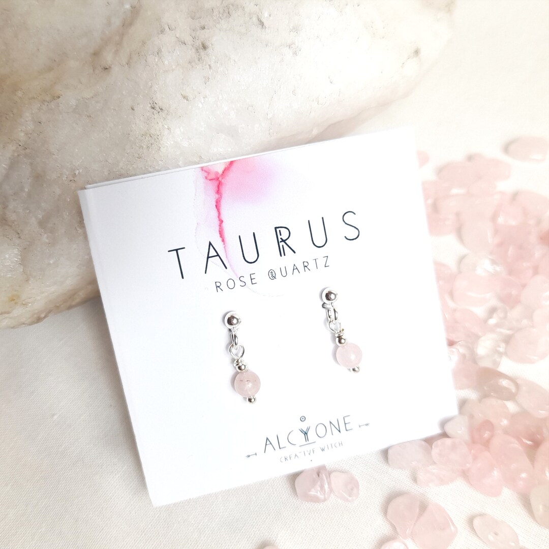 TINY ROSE QUARTZ Earrings Cute and Dainty, Taurus Birthstone, Love ...