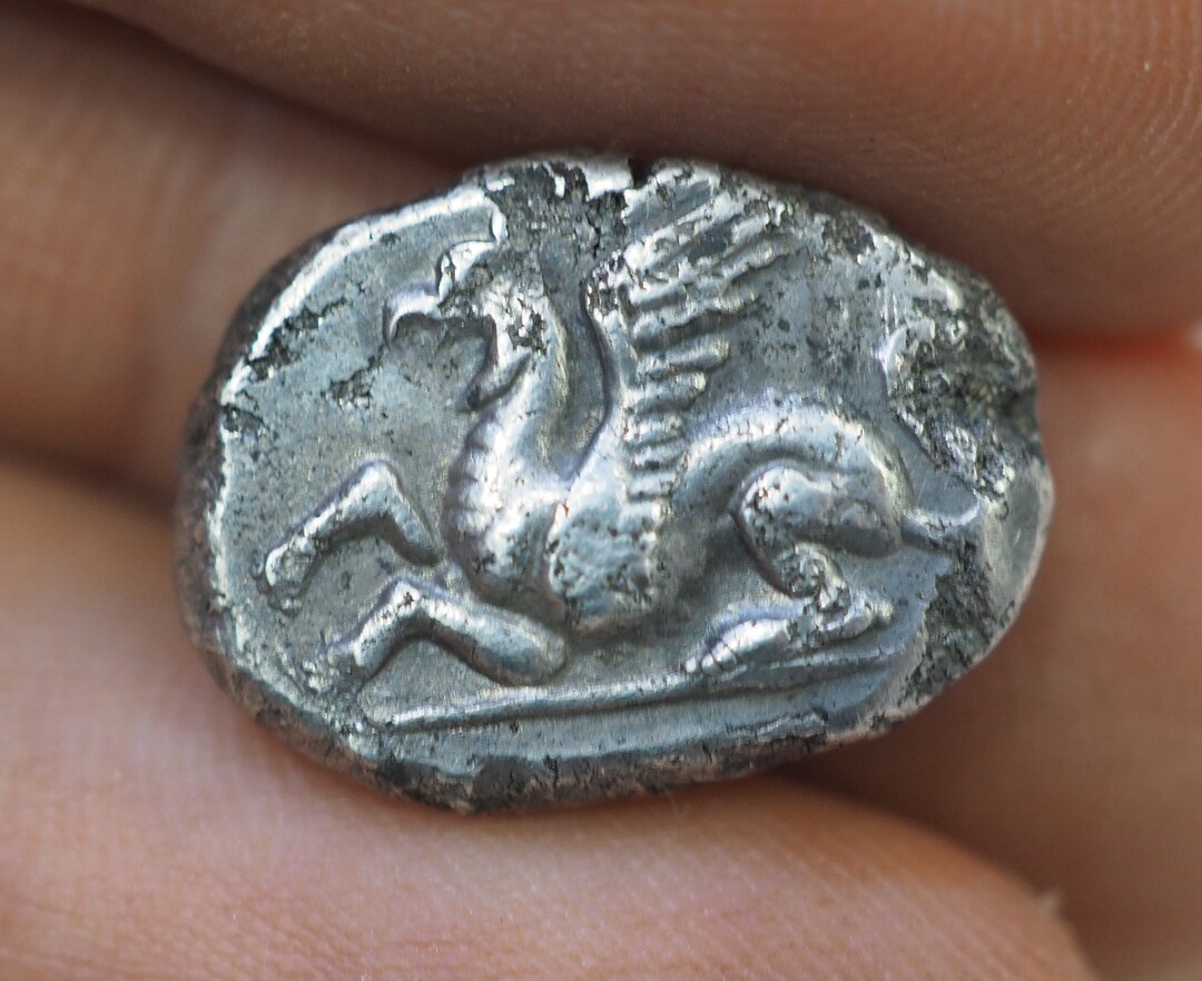Ancient Coin Griffin Mythological Sterling Silver Coin - Etsy