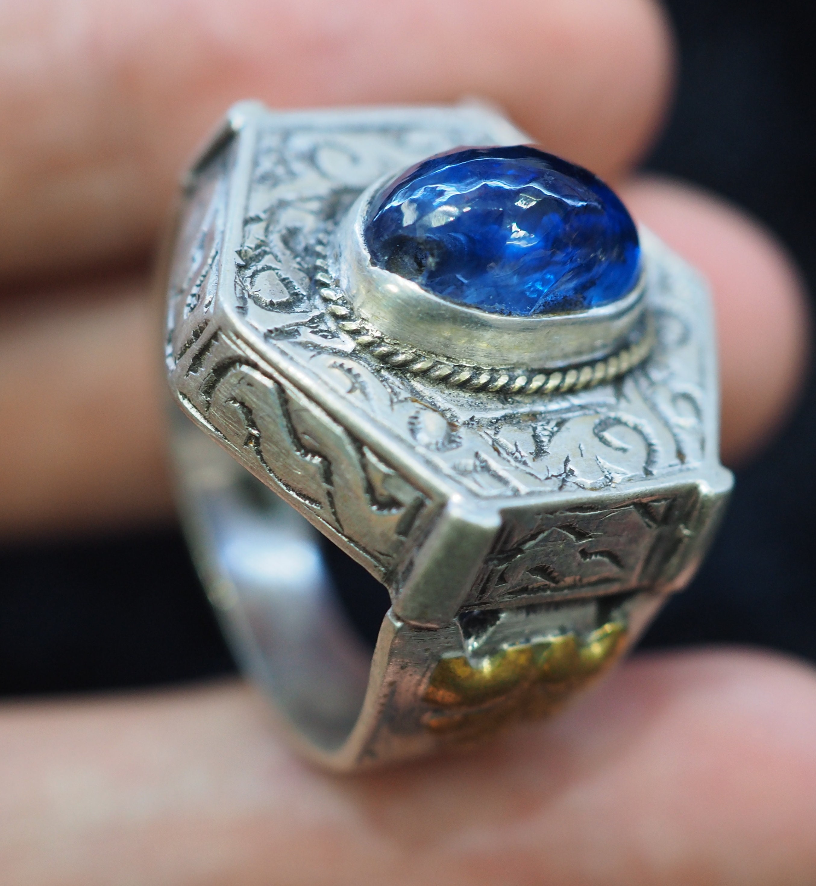 Antique Roman Culture Blue Sapphire gem Gold Gilt Wings | Etsy