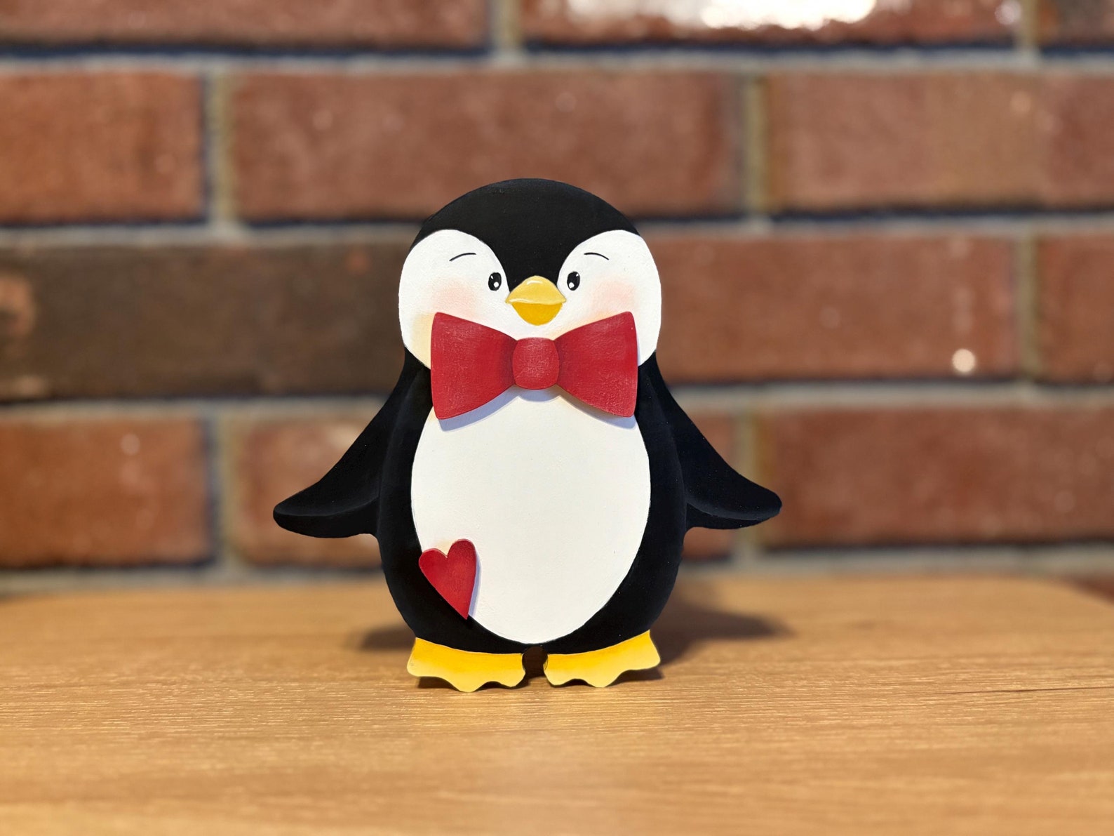 Hand Painted Wooden Penguin Shelf Sitter: Valentine's Day Decor - Etsy