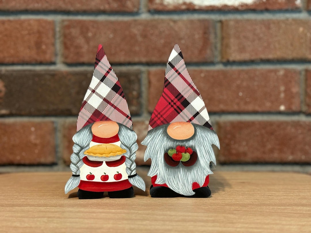 Apple Gnome Wooden Baker Gnome Hand Painted Apple Gnome Set of 2 Apple ...