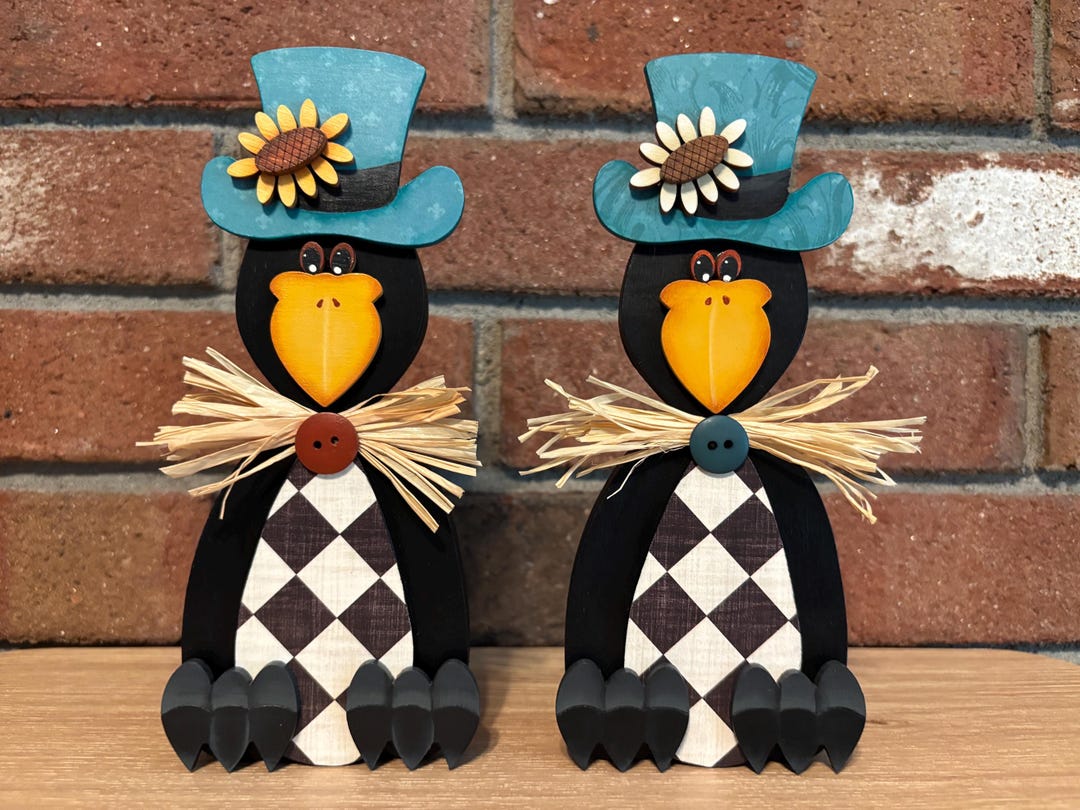 Hand Painted Fall Crow Shelf Sitter: Whimsical Autumn Decor - Etsy