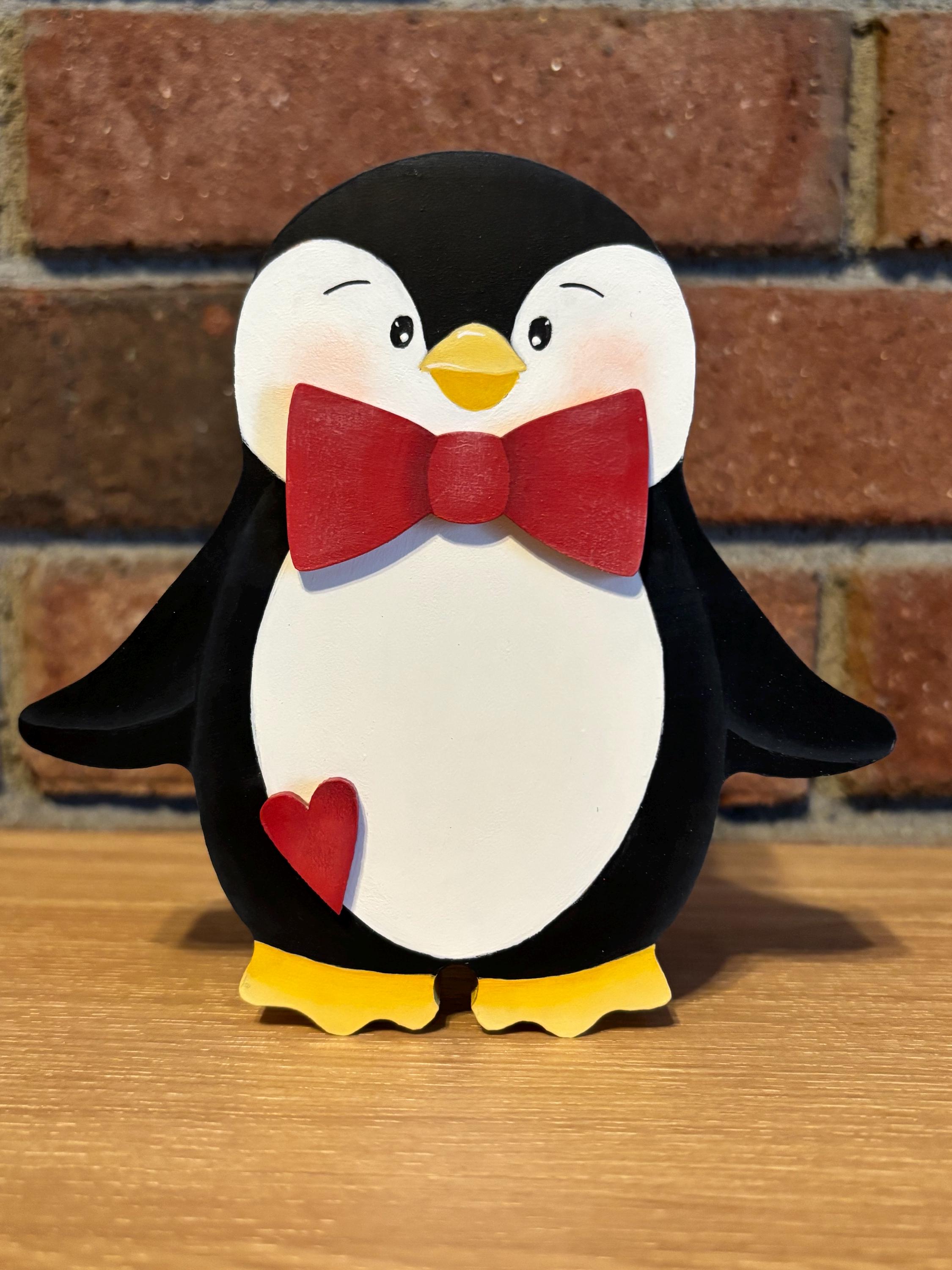 Hand Painted Wooden Penguin Shelf Sitter: Valentine's Day Decor - Etsy