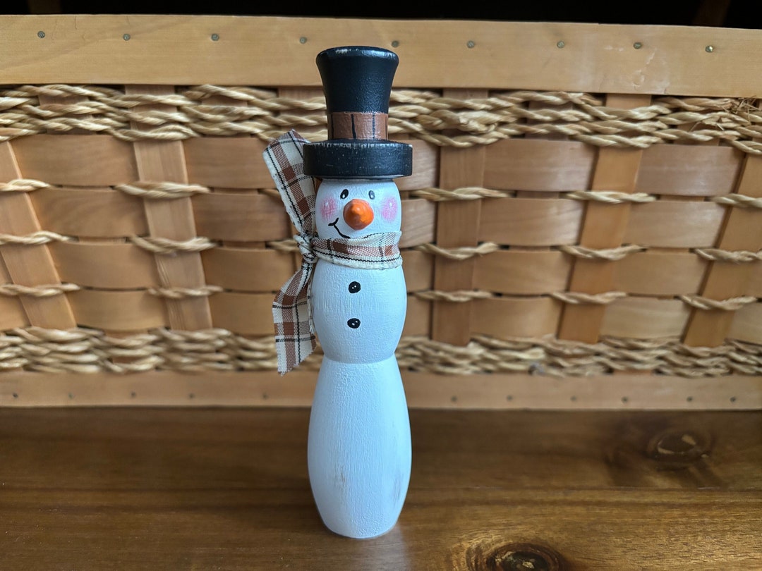 Skinny Snowman, Hand Painted Small Wood Snowman, Rustic Whimsical ...