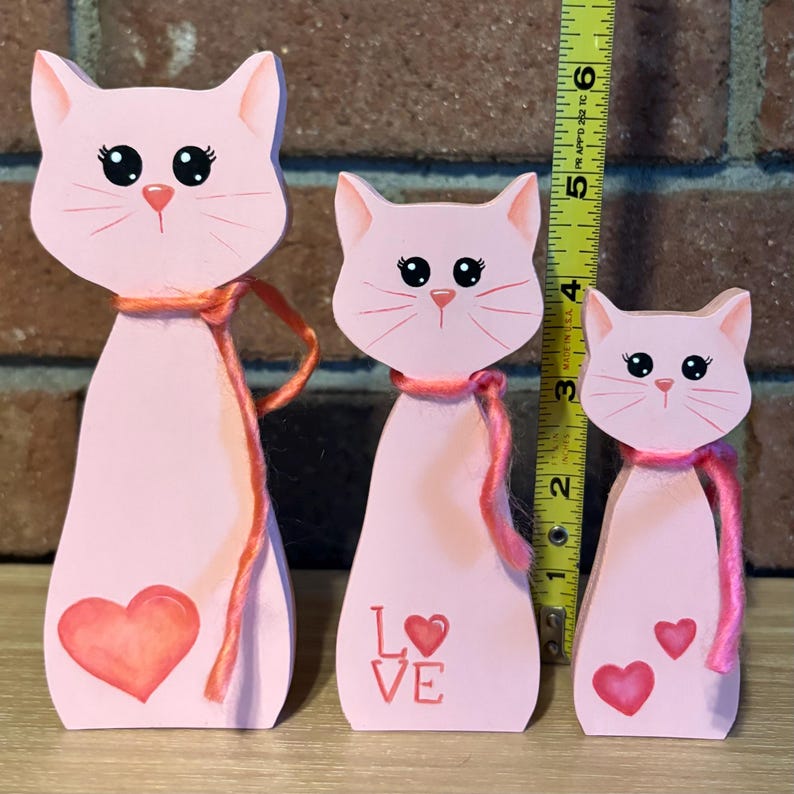 Valentine Cat, Wooden Hand Painted Cat, Sweetheart Cat for Tiered Tray - Etsy