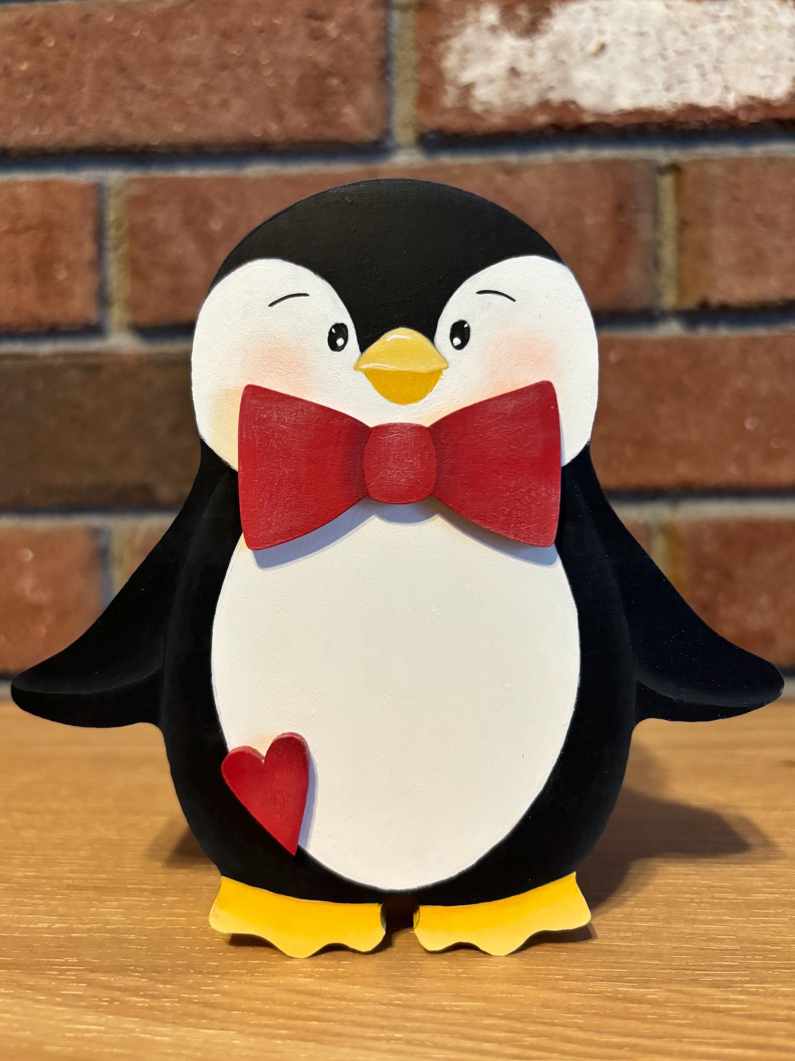 Hand Painted Wooden Penguin Shelf Sitter: Valentine's Day Decor - Etsy