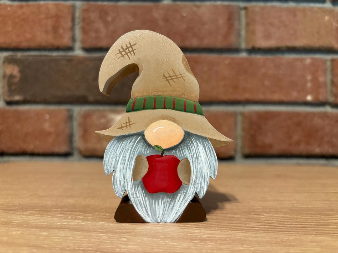 Apple Gnome | Mini Hand Painted Gnome Holding an Apple| Wooden Gnome ...