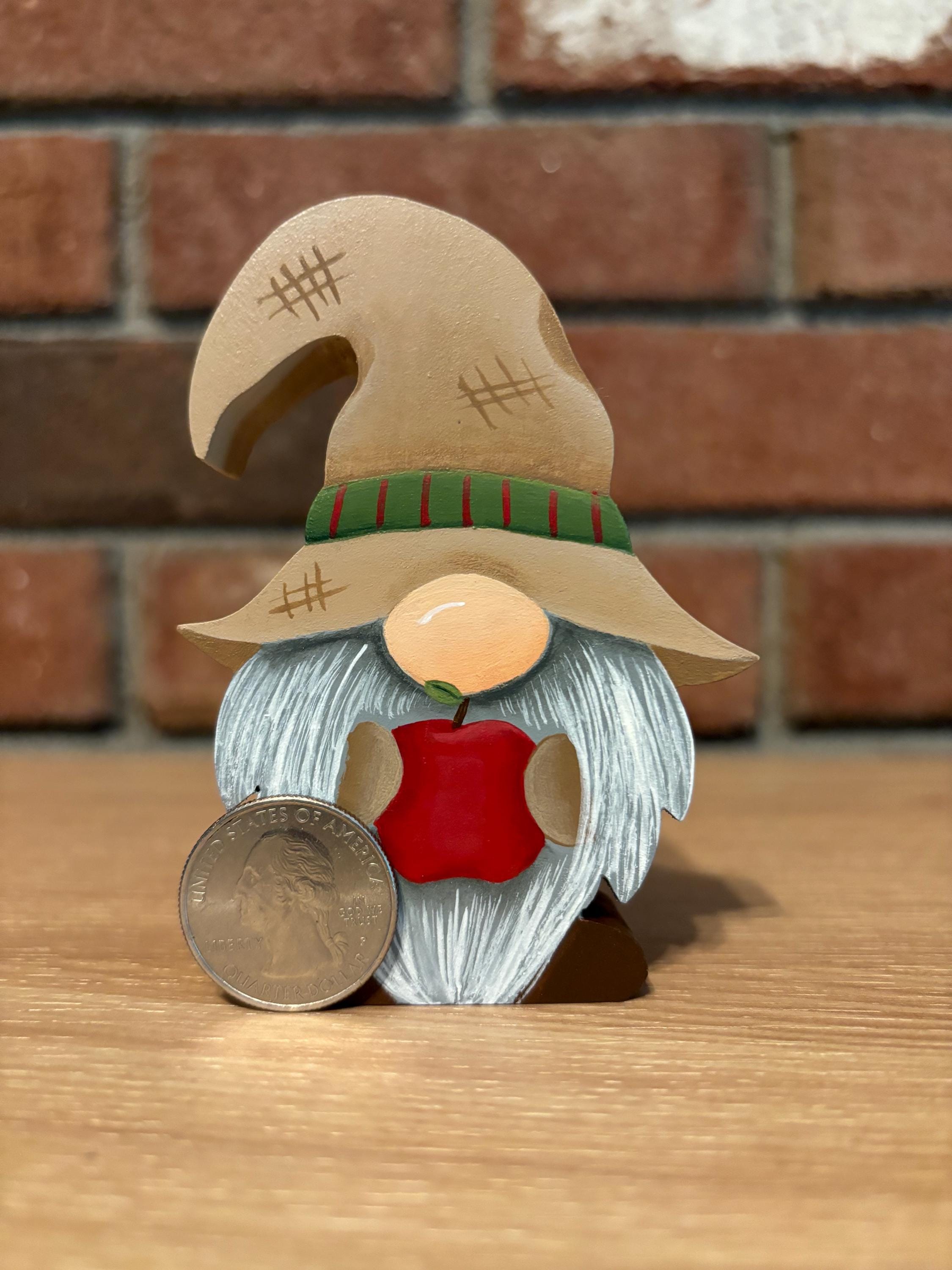 Apple Gnome Mini Hand Painted Gnome Holding an Apple Wooden Gnome for ...