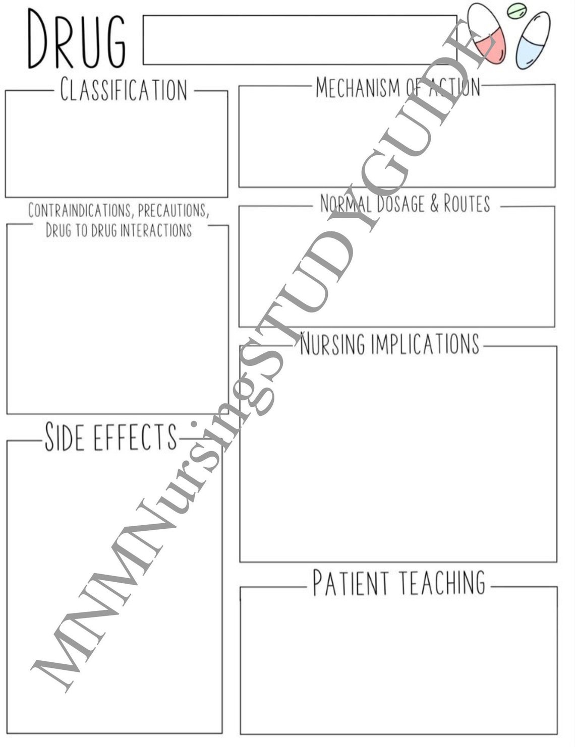 Pharmacology/ Drug Template - Etsy