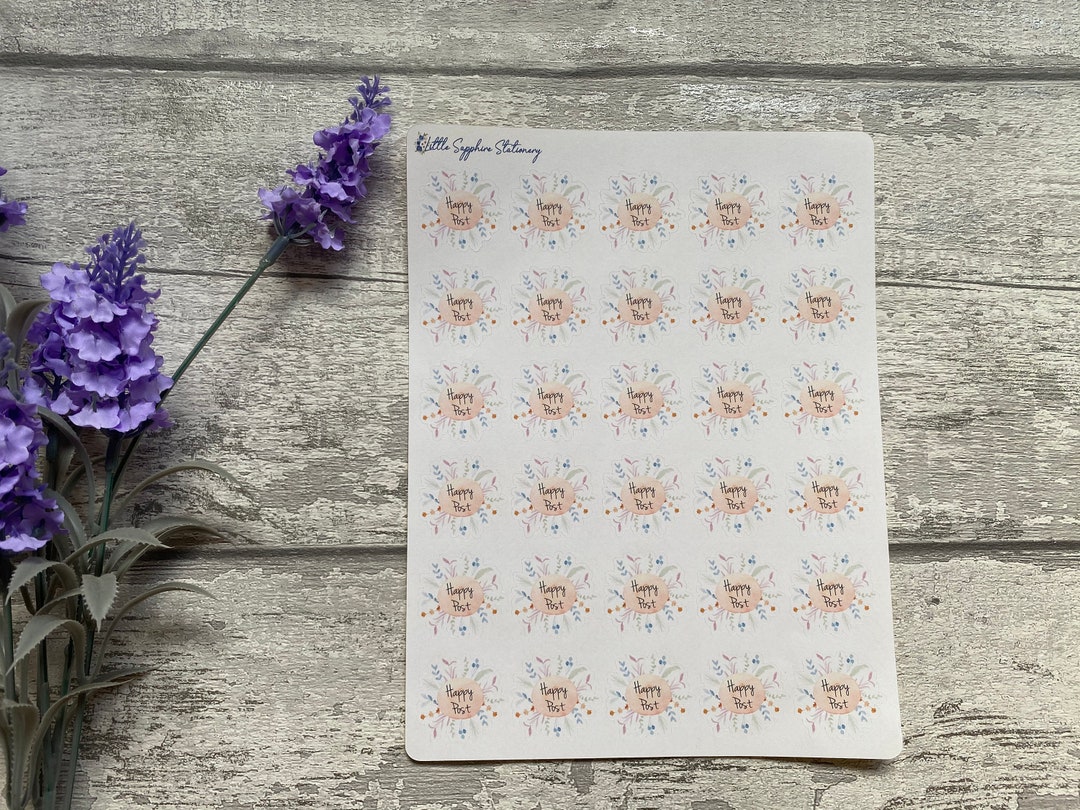 Floral Happy Post Stickers, Snail Mail, Envelope Decor, Craft, Writing ...