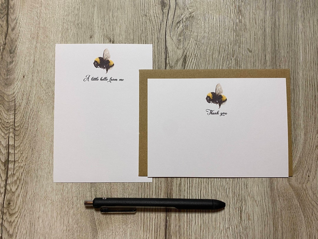 Personalised Bee A6 Note Cards, Set of 10, Envelopes, Gift Set, Writing ...