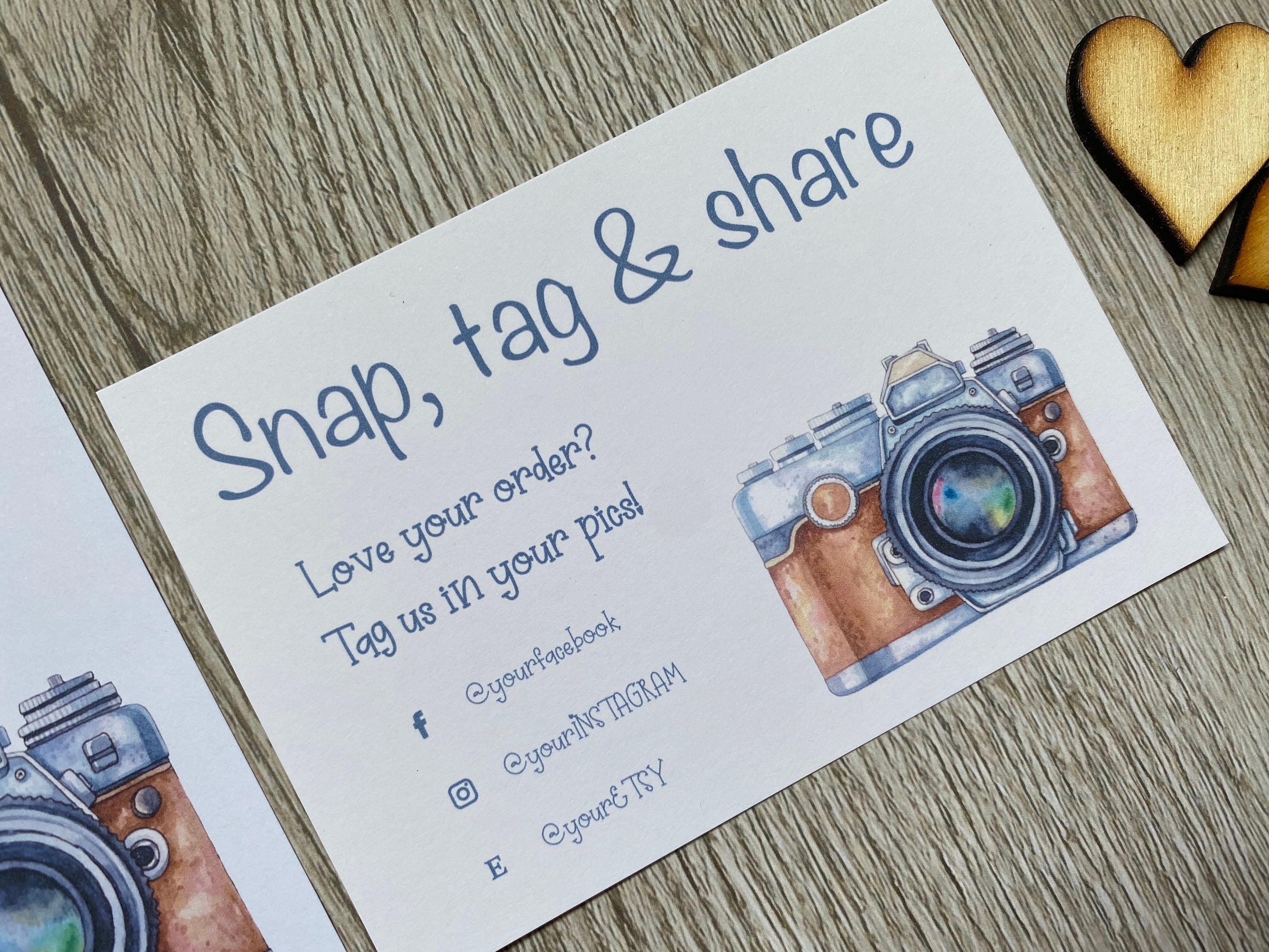 Retro Brown Camera Snap, Tag and Share Cards, 25, Small Business ...