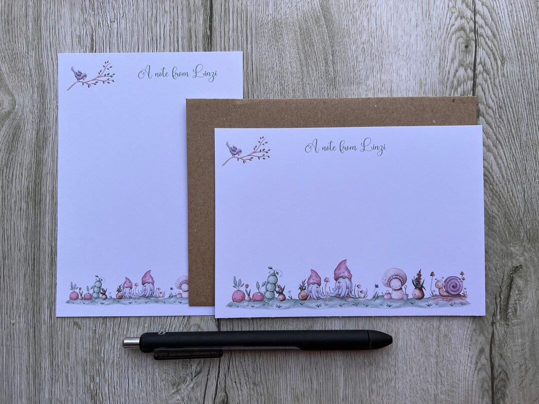 Personalised Spring Gonk A6 Note Cards, Set of 10, Envelopes Gift Set ...